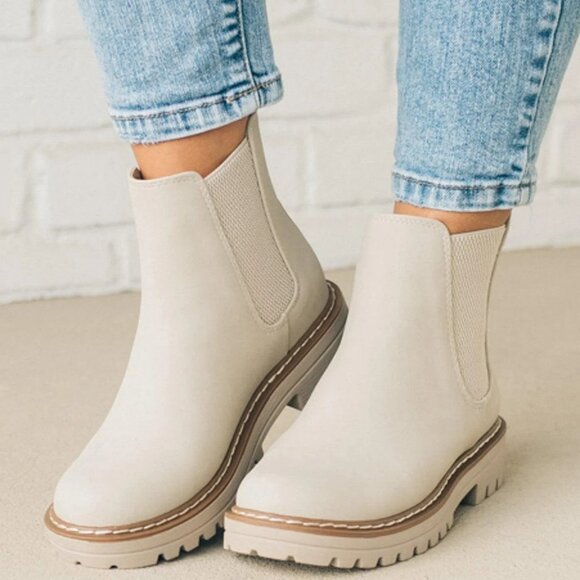 Soda | Shoes | New Sand Chelsea Ankle Boots Booties Block Heel Lug ...